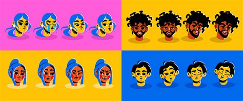 큰 문자 집합입니다 서로 다른 감정을 가진 다양한 사람들 웃고 슬프고 울고 화난 행복에 대한 스톡 벡터 아트 및 기타 이미지 행복 슬픔 명랑한 Istock