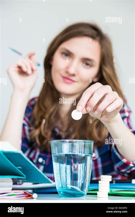 Teenage Girl Revising Exams Stock Photo Alamy