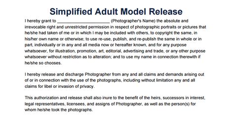 Simplified Adult Model PDF Release Form Bypeople