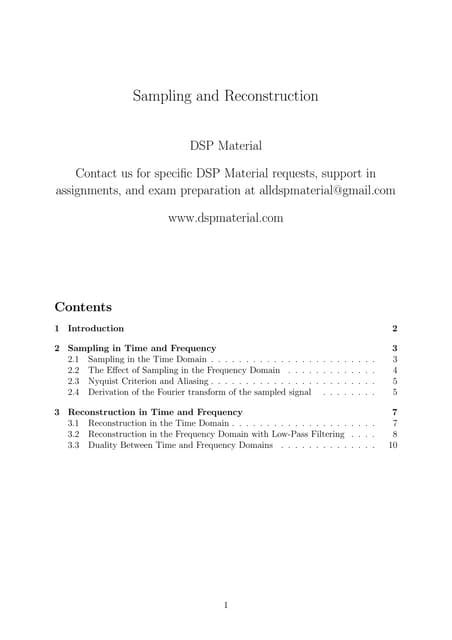 Sampling And Reconstruction Dsp Materialpdf