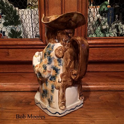 Rare Short Hat Pearlware Toby Jug With Monogram Tb Toby Jugs