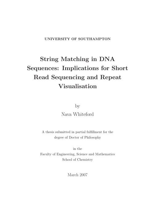 Pdf University Of Southampton String Matching In Dna Sequences Implications For Short Read