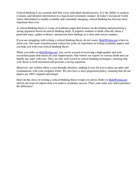 Write A Critical Thinking Thesis Pdf Critical Thinking Thought