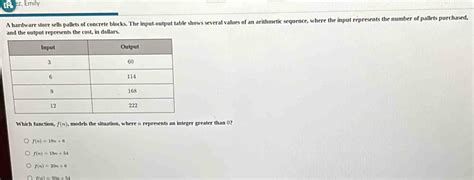 Solved A Ez Emily A Hardware Store Sells Pallets Of Concrete Blocks