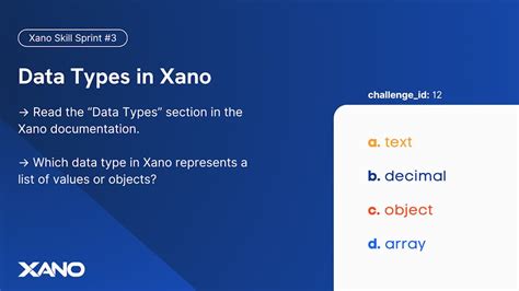 data types in xano challenge 12