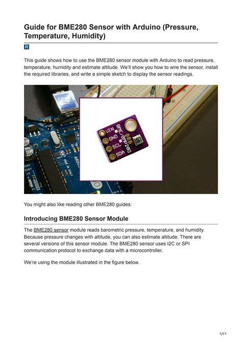 Solution Guide For Bme280 Sensor With Arduino Pressure Temperature