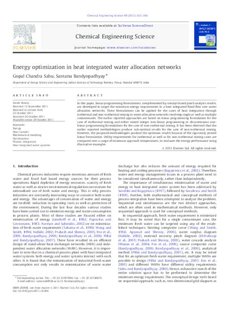 pdf energy optimization in heat integrated water allocation networks