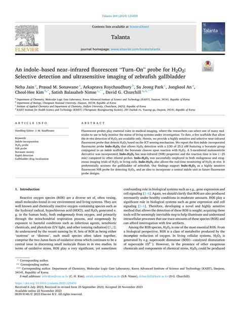 Pdf An Indole Based Near Infrared Fluorescent “turn On” Probe For H2o2 Selective Detection