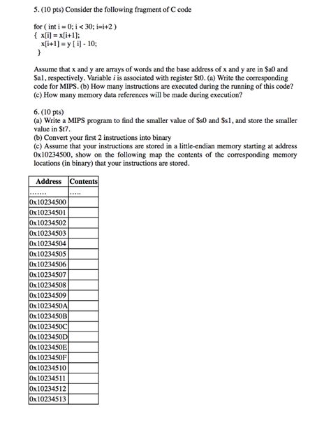 510 Pts Consider The Following Fragment Of C Code