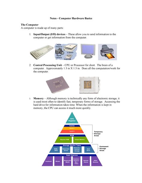 Computer Hardware Basics Notes Computer Hardware Basics The Computer A Computer Is Made Up
