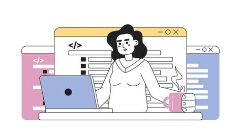 Premium Vector Writing Code Job Line Concept Vector Spot Illustration