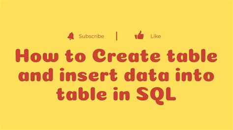 How To Create Table And Insert Data Into Table Sql Tutorial For