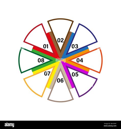 Color Pie Chart Numbered Segments Wheel Vector Infographics Circle White Background Scheme
