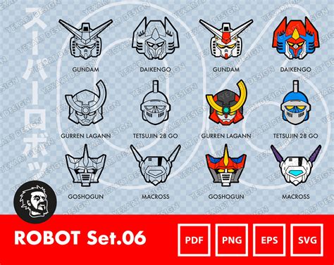 Robot Set06 Super Robot Svg Vector File Vector Mecha Etsy