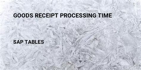 Goods Receipt Processing Time Table In SAP