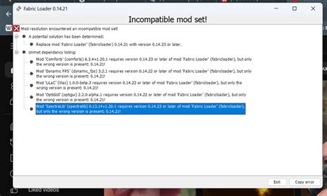 I Keep Getting This Incompatible Mod Set Bug Every Time I Run Minecraft On Prism Launcher