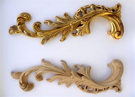 Water Gilding To One Of A Pair Of Carved Pine Rococo Style Scrolls
