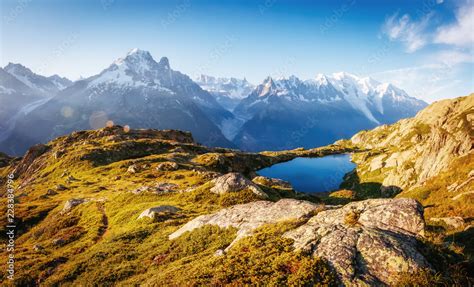 Views Of The Mont Blanc Glacier With Lac Blanc Location Nature Reserve