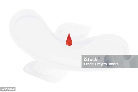 벡터 일러스트 레이 션 생리 패드 또는 절연 피 한 방울으로 위생 위생 냅킨 여성 기간 생리 친밀 한 패드 드롭 아이콘 출혈 0명에 대한 스톡 벡터 아트 및 기타 이미지