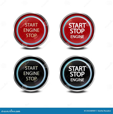 Button Start Stop Engine In Red And Black Realistic Look For