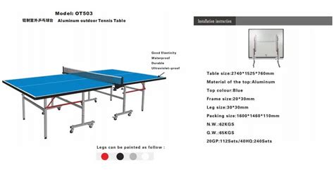 Outdoor Facilities Acp Equipment Tennis Table Professional 25mm Movable