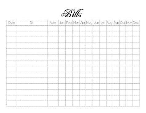 Bill Pay Spreadsheet Template