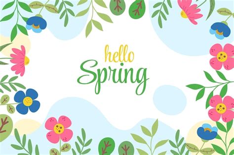 Premium Vector Flat Spring Background Design With Flowers Hello Spring