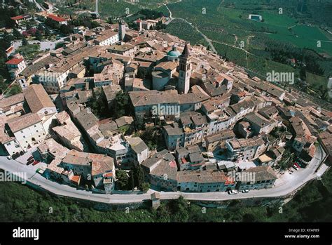 Aerial View Of A Town Trevi Umbria Region Italy Stock Photo Alamy