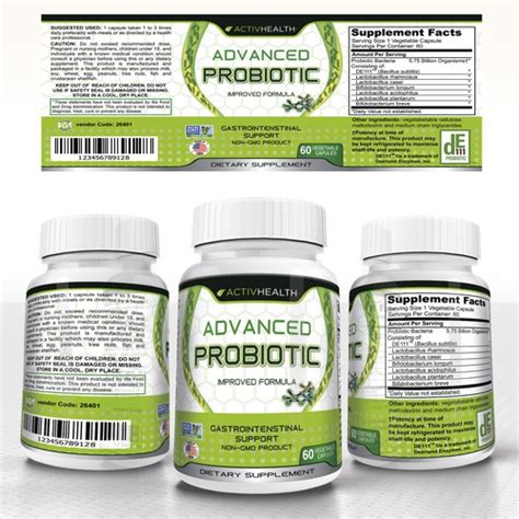 Create An Attractive Probiotic Supplement Bottle Label Product Label