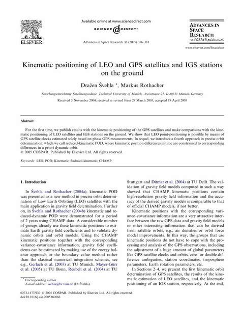 Pdf Kinematic Positioning Of Leo And Gps Satellites And Igs Stations
