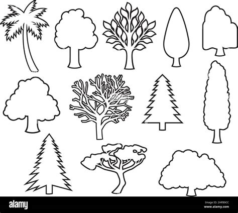 Trees Icons Thin Line Set Vector Illustration Stock Vector Image And Art Alamy