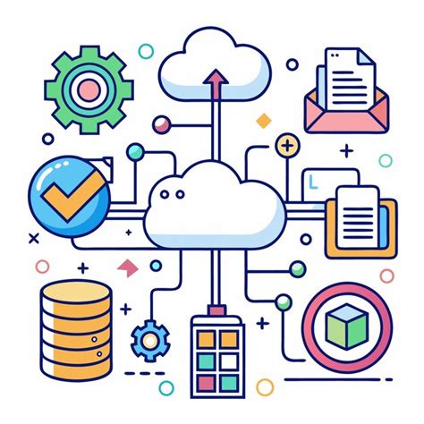 Illustration Of Cloud Computing With Icons Premium Ai Generated Vector