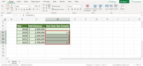 How To Calculate Year Over Year Growth In Excel Sheetaki