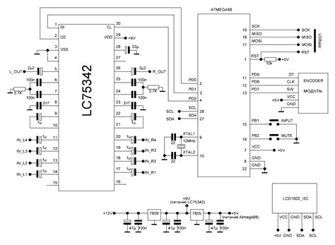 Регулятор громкости и тембра Lc75342 на Atmega88 Arduino Ide 250923 2009 Пикабу
