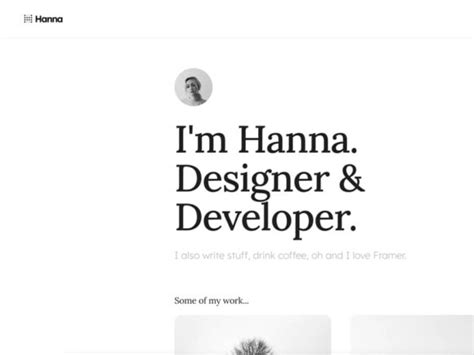Hanna Free Portfolio Template For Framer Freebiesbug