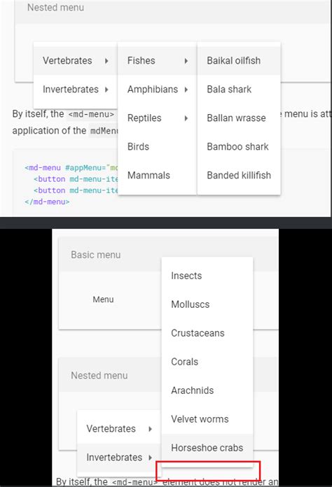 Nested Menu Is Not Aligned Upwards Issue Angular Components Github