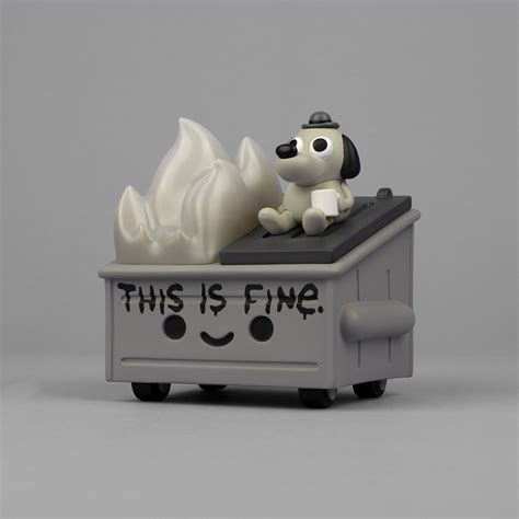 Dumpster Fire This Is Fine Vinyl Figure Newsprint Edition 100 Soft