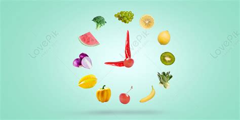 크리 에이 티브 과일과 야채 시계 이미지 Hd 엄마 어머니의 날 삽화 배경 사진 무료 다운로드 Lovepik