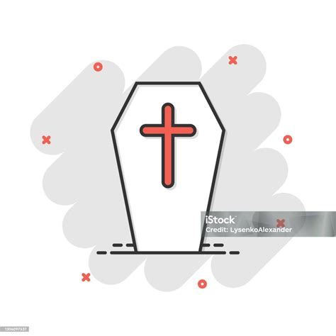 만화 스타일의 벡터 만화 할로윈 무덤 아이콘 묘비 기호 일러스트 그림 그림 립 비즈니스 스플래시 효과 개념 공포 무서움에 대한