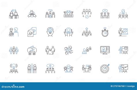 Productivity Seminar Line Icons Collection Efficiency Time Management Focus Prioritization