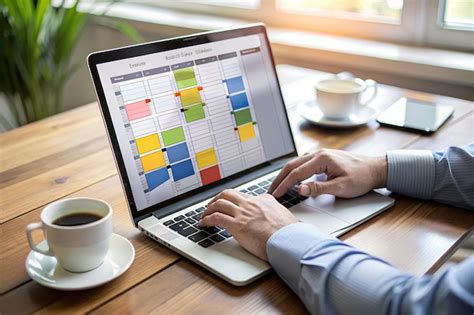 Premium Photo Business Developer Using Kanban Board Framework On Laptop Compute