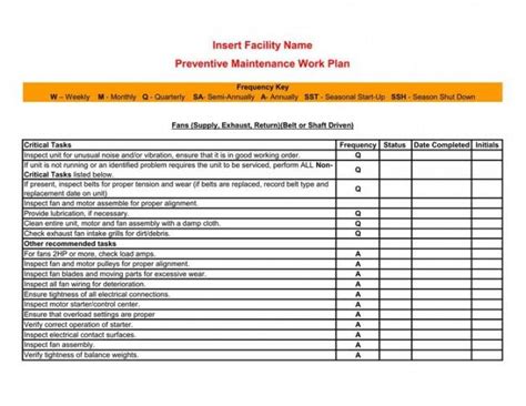 Editable Electrical Preventive Maintenance Schedule Template Excel
