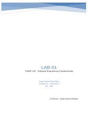 Lab 1 1 Part 1 Docx LAB 01 COMP 120 Software Engineering Fundamentals Name Ayman Binti Yasin