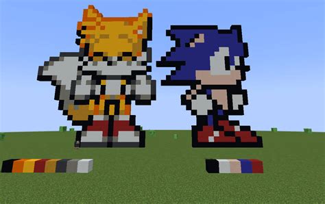 Tails And Sonic Minecraft Pixel Art By Schooliusbutartig On Deviantart