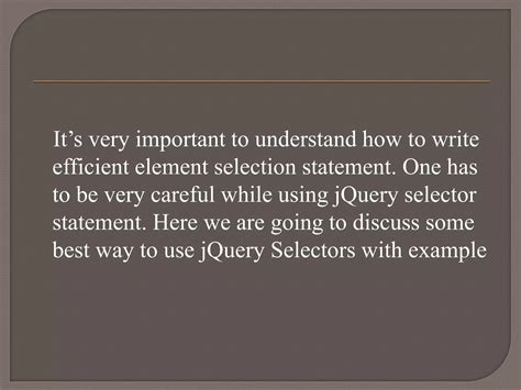 Efficient Use Of Jquery Selector Ppt