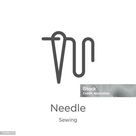 바느질 컬렉션에서 바늘 아이콘 벡터입니다 얇은 선 바늘 개요 아이콘 벡터 일러스트 레이 션입니다 웹 사이트 디자인 및 모바일 앱 개발을 위한 개요 얇은 선 바늘 아이콘 0