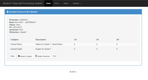 Studenttranscript Processing System Sourcecodester