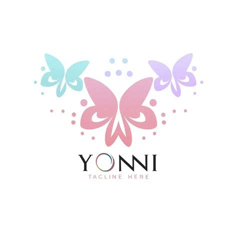 Logo Design For Yoni Elegant Pastel Butterfly Symbol With Typography