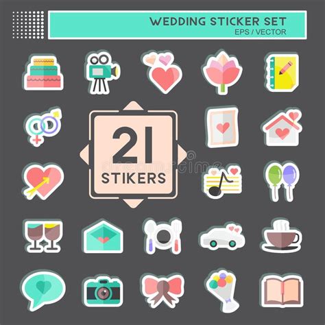 Wedding Sticker Set Suitable For Mobile Apps Symbol Simple Design