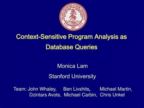 Ppt Context Sensitive Program Analysis As Database Queries Powerpoint